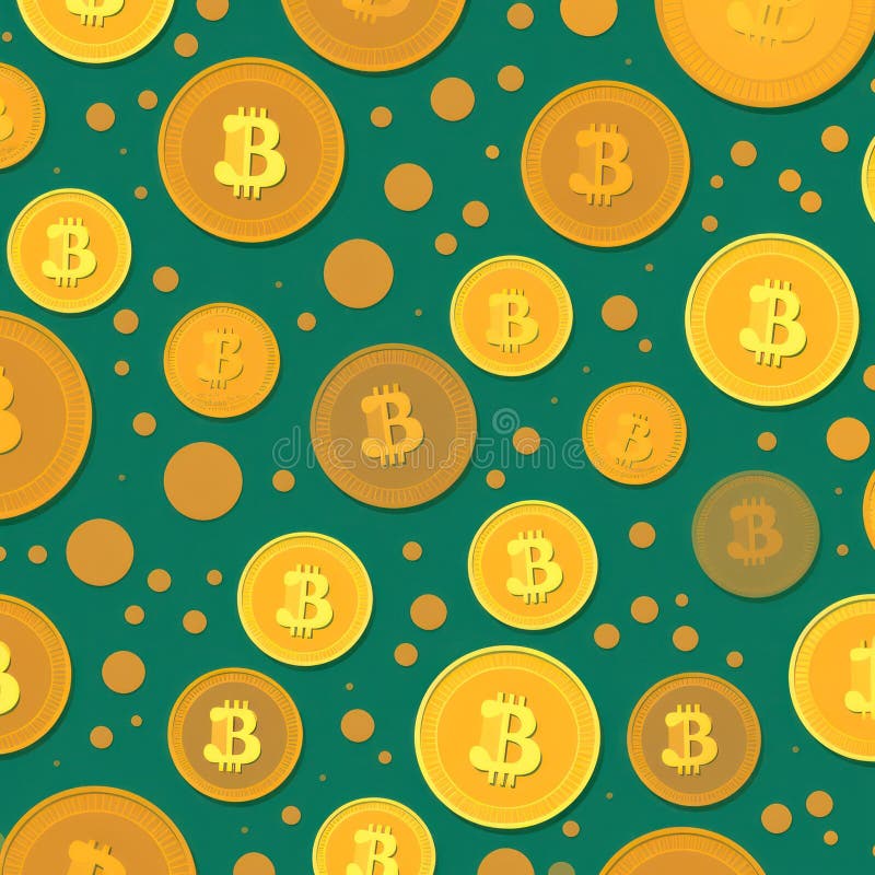 Abstract Background with the Image of Gold Coins Bitcoin Virtual ...