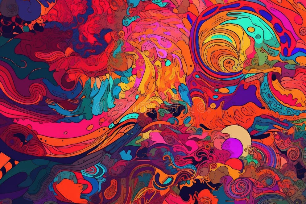 Abstract Background Image with a Psychedelic Vibe, Using Bright Colors ...