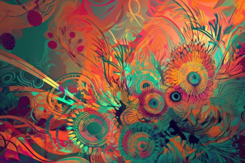 Abstract Background Image with a Psychedelic Vibe, Using Bright Colors ...