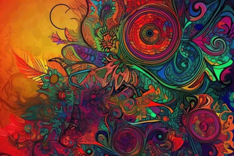 Abstract Background Image with a Psychedelic Vibe, Using Bright Colors ...