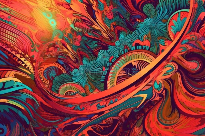 Abstract Background Image with a Psychedelic Vibe, Using Bright Colors ...