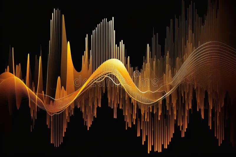 Abstract Background with the Image of a Sound Wave on a Black ...