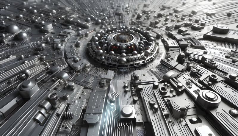 Abstract Background Inside of a Futuristic Computer Hardware Stock ...