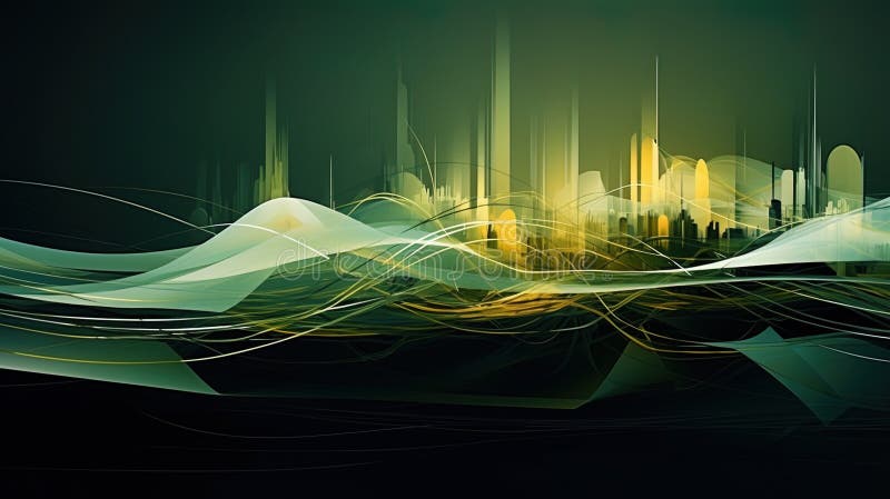 Abstract Background Integrates Technological Elements and Natural Forms ...