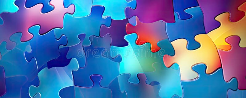 Abstract Background with Interconnected Puzzle Pieces in Various ...