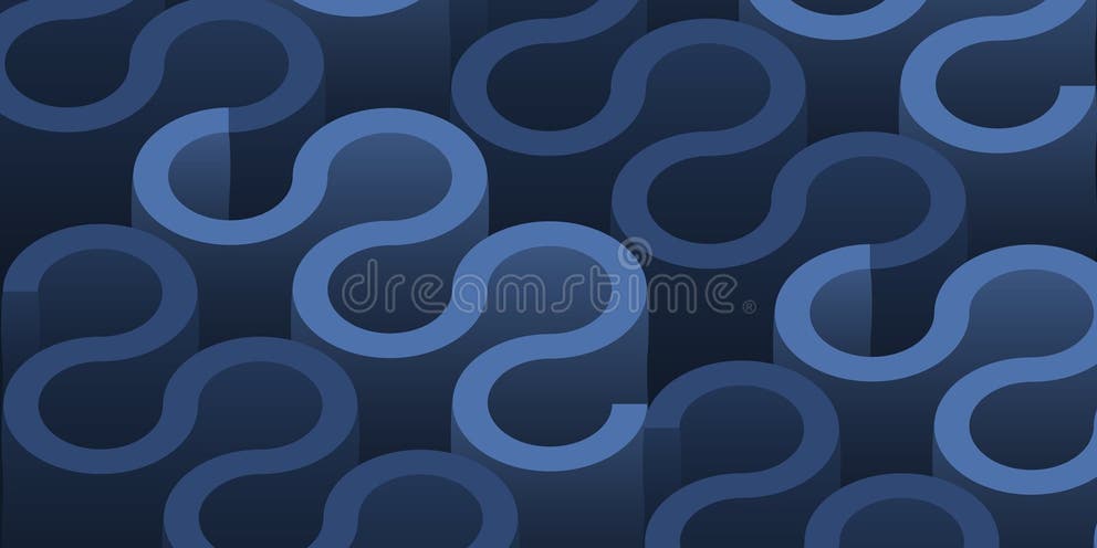 Abstract Background with Interlocking 3D Curving Shapes: a Dark Blue ...