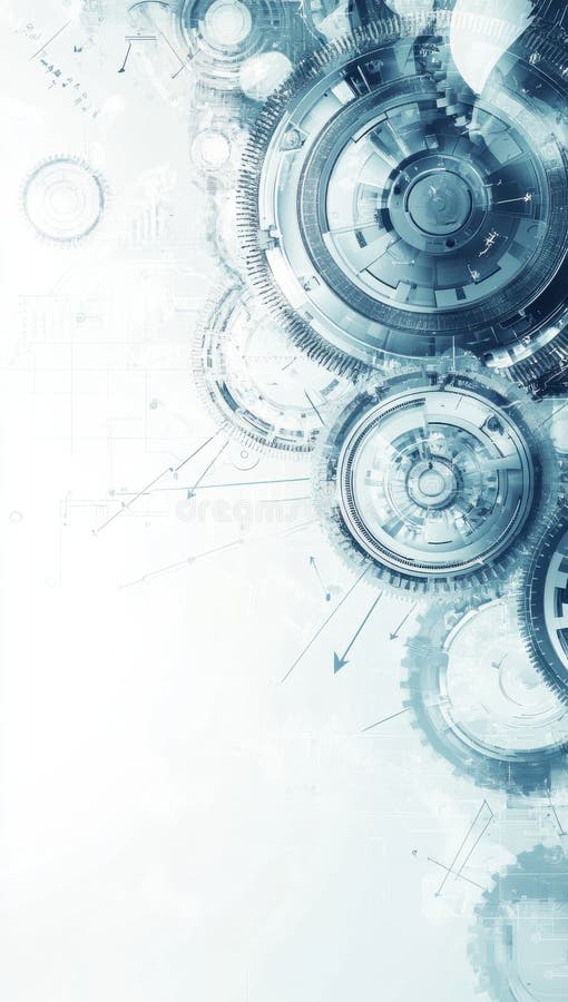 Abstract Background with Interlocking Gears and Arrows Symbolizing ...