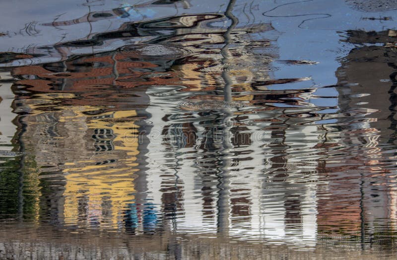 Abstract Background, Inverted Image. Reflection of Colored Houses ...
