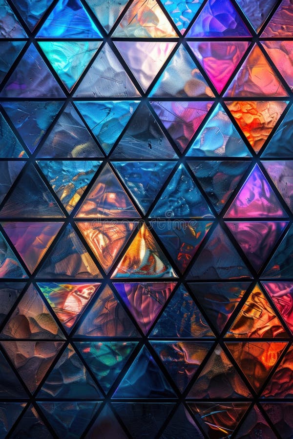 Abstract Background, Iridescent Triangular Patterns Form an Intricate ...