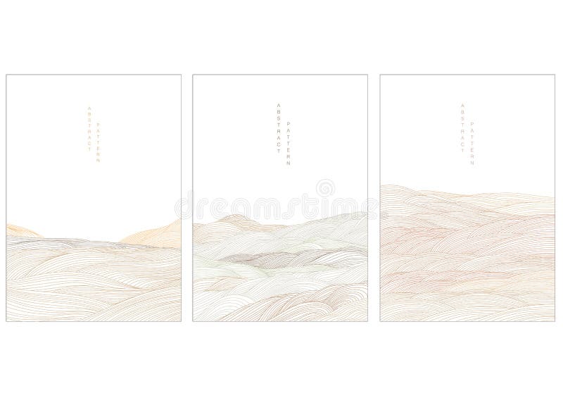 Abstract Background with Japanese Wave Pattern Vector. Line Elements ...