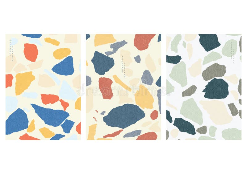 Abstract Background with Japanese Wave Pattern Vector. Natural Stone ...