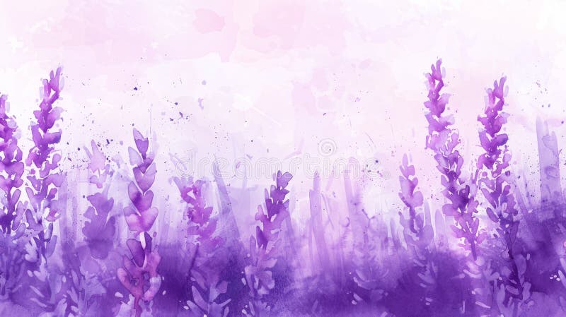 Abstract Background of Lavender Flowers, Watercolor Drawing Stock ...