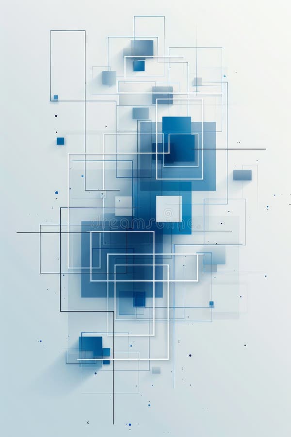 Abstract Background with Layered Blue and White Squares and Rectangles Stock Photo - Image of ...
