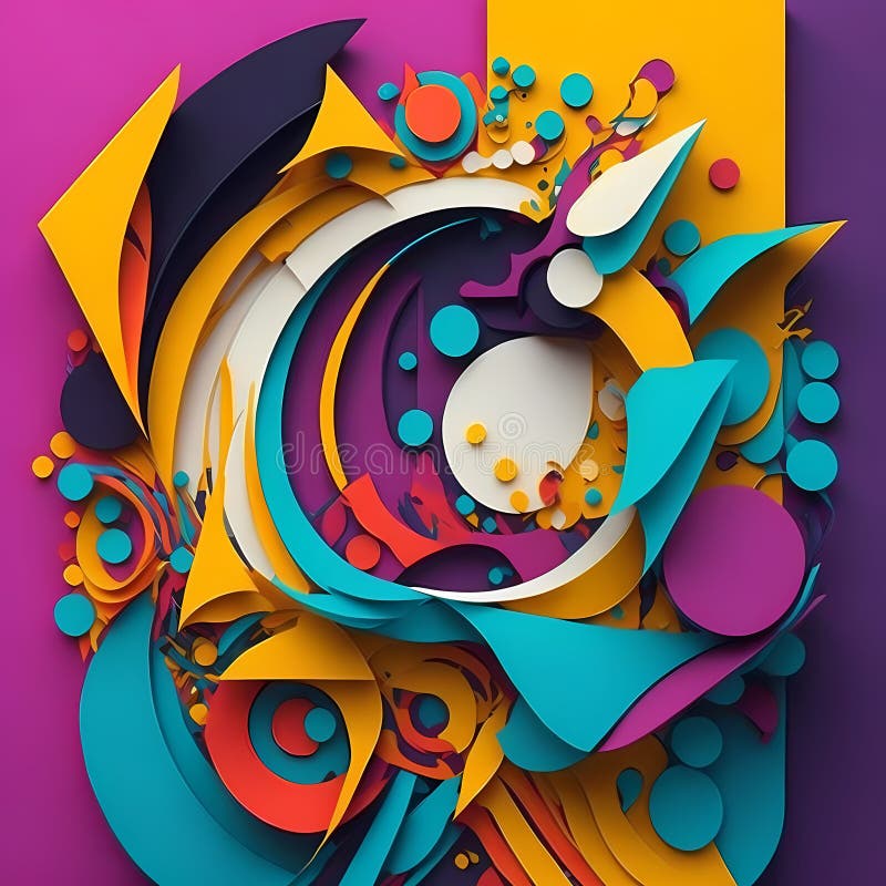 Abstract Background with Layered Geometric Shapes Stock Illustration ...