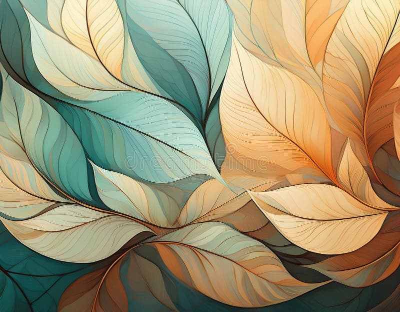 Abstract Background with Leaf Textures Layered Transparency Creating ...