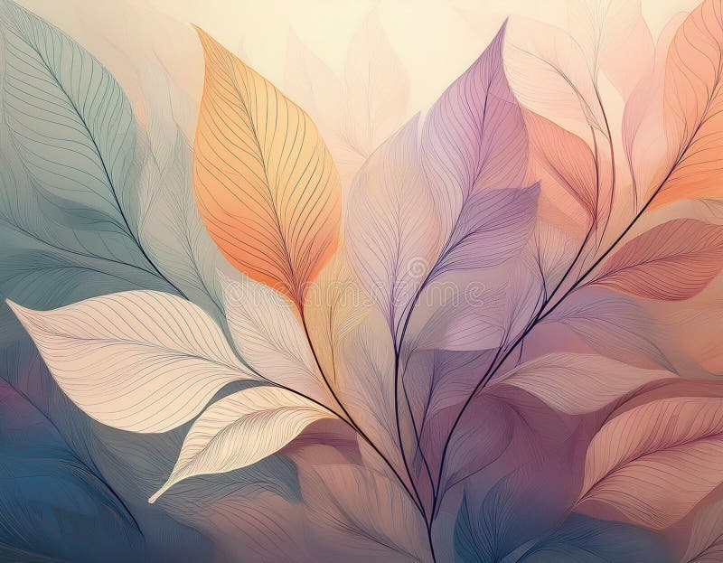 Abstract Background with Leaf Textures Layered Transparency Creating ...
