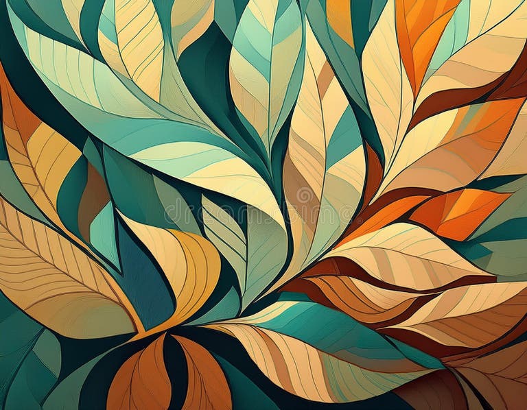 Abstract Background with Leaf Textures Layered Transparency Creating ...