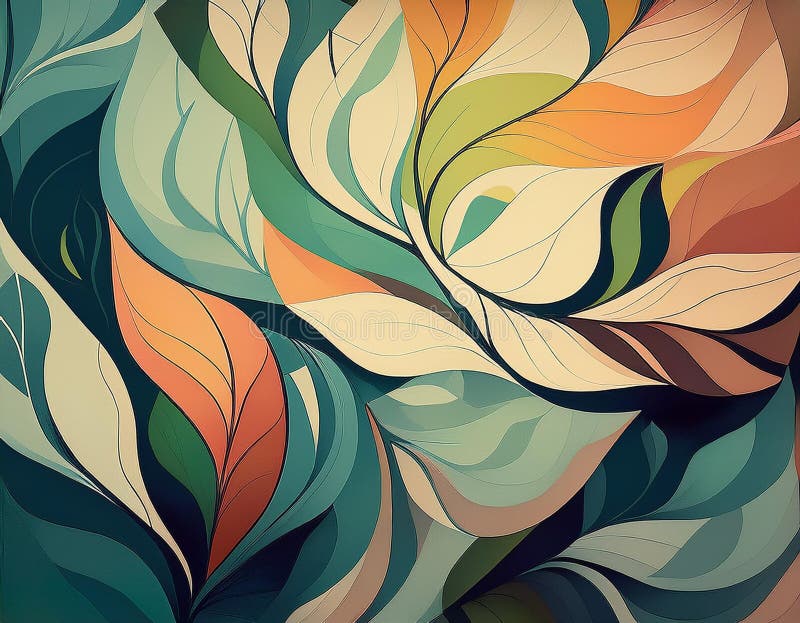 Abstract Background with Leaf Textures Layered Transparency Creating ...