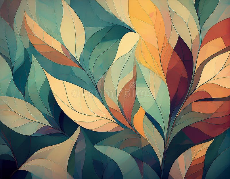 Abstract Background with Leaf Textures Layered Transparency Creating ...