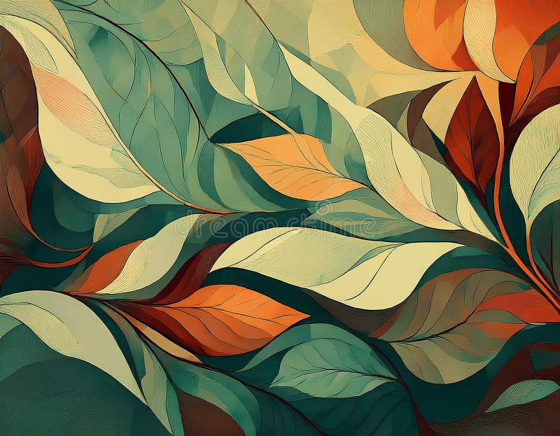 Abstract Background with Leaf Textures Layered Transparency Creating ...