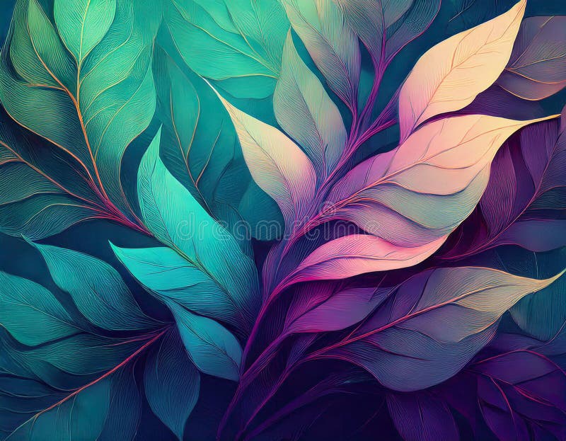 Abstract Background with Leaf Textures Layered Transparency Creating ...