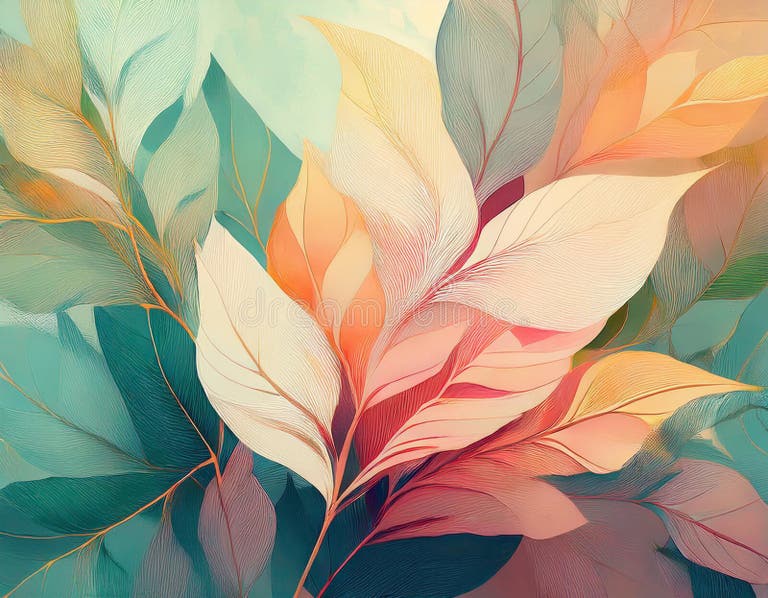 Abstract Background with Leaf Textures Layered Transparency Creating ...