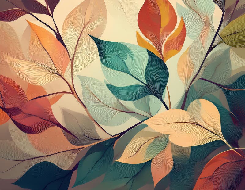 Abstract Background with Leaf Textures Layered Transparency Creating ...