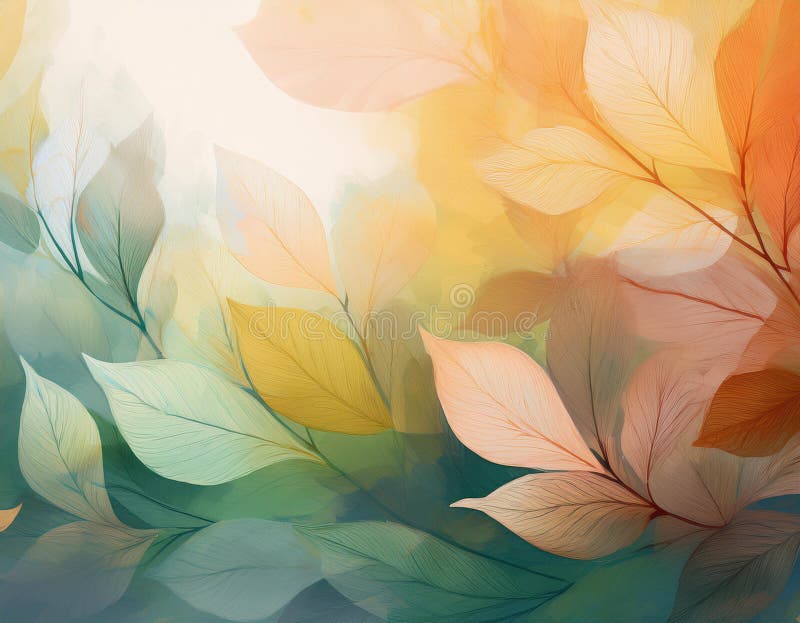 Abstract Background with Leaf Textures Layered Transparency Creating ...