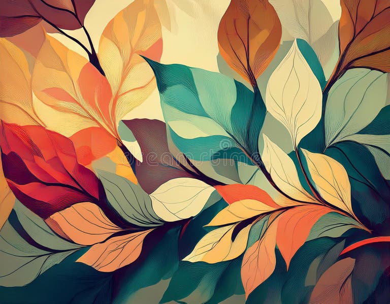 Abstract Background with Leaf Textures Layered Transparency Creating ...