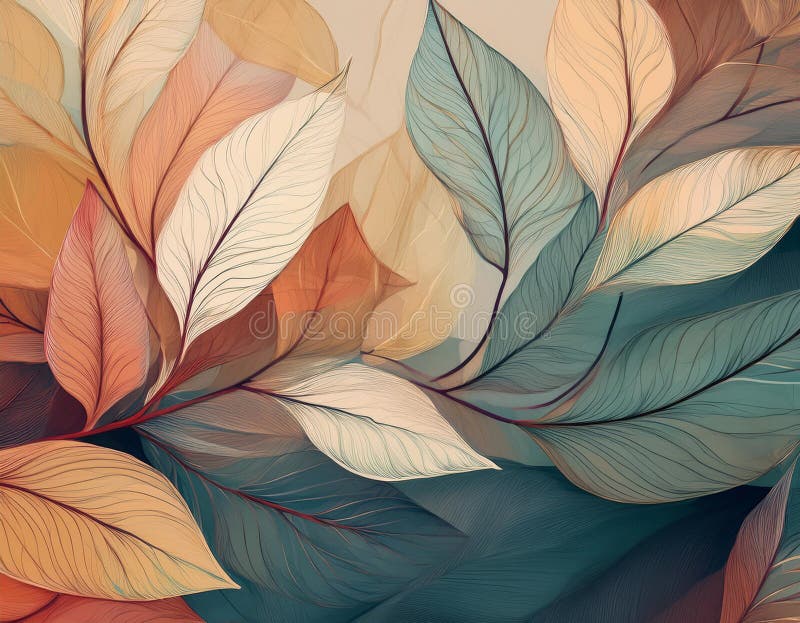 Abstract Background with Leaf Textures Layered Transparency Creating ...