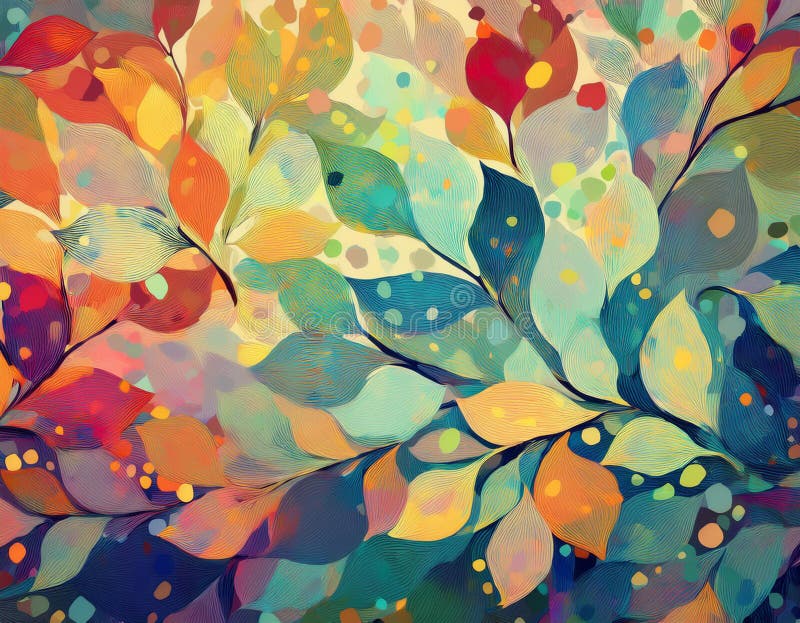 Abstract Background with Leaf Textures Layered Transparency Creating ...