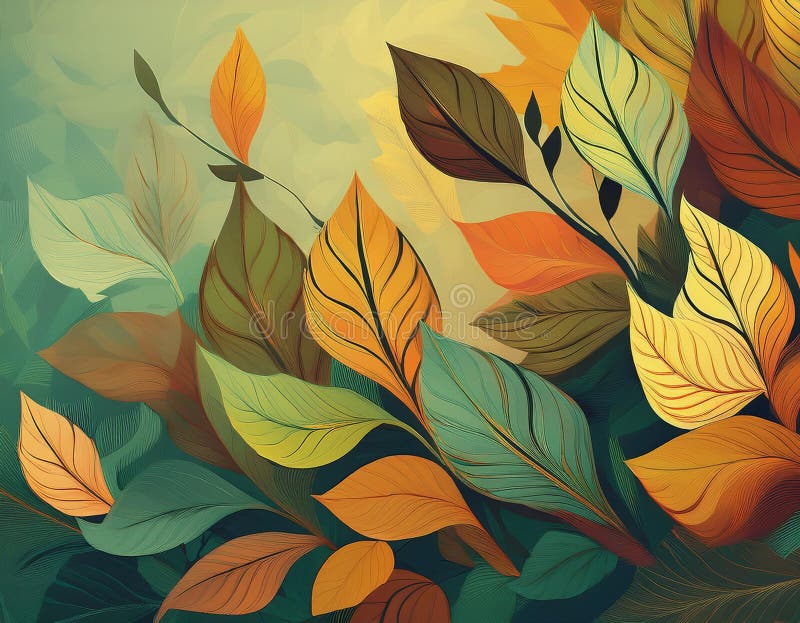 Abstract Background with Leaf Textures Layered Transparency Creating ...