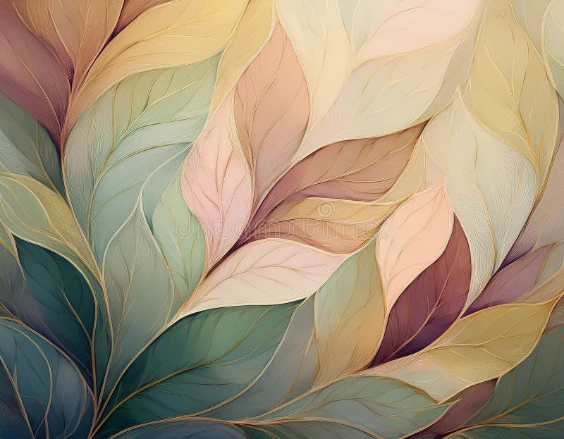 Abstract Background with Leaf Textures Layered Transparency Creating ...