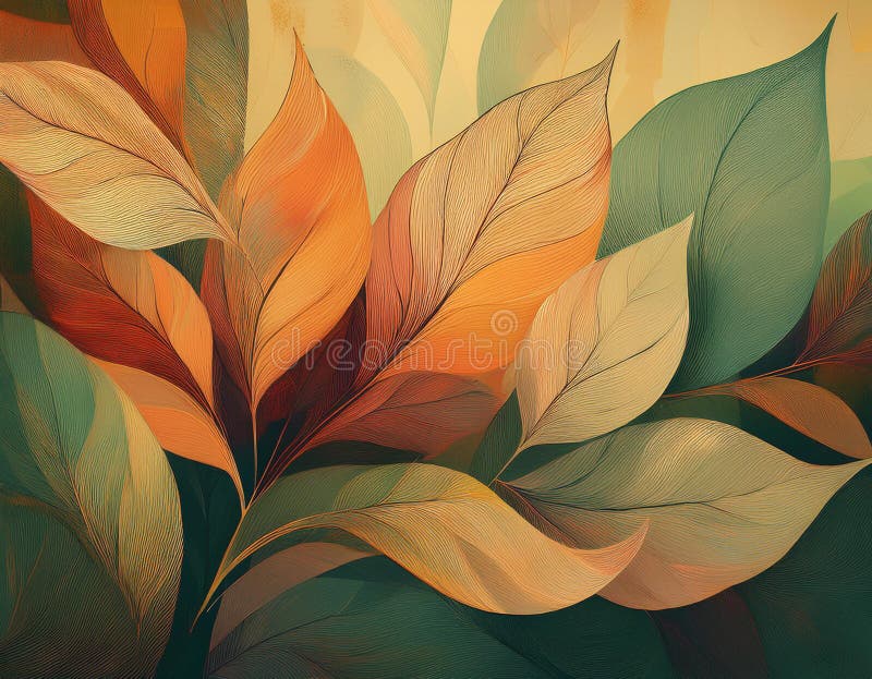 Abstract Background with Leaf Textures Layered Transparency Creating ...