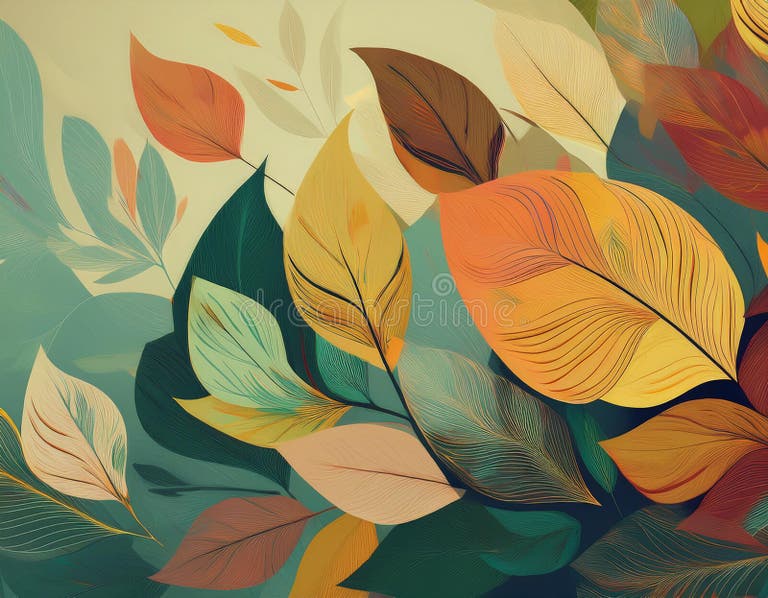 Abstract Background with Leaf Textures Layered Transparency Creating ...