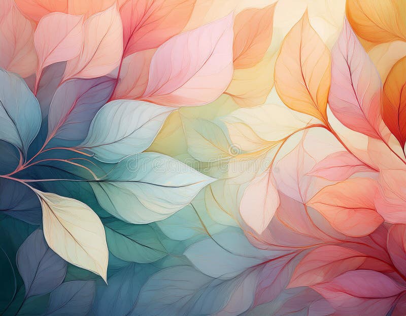 Abstract Background with Leaf Textures Layered Transparency Creating ...
