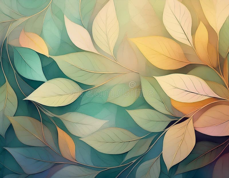 Abstract Background with Leaf Textures Layered Transparency Creating ...