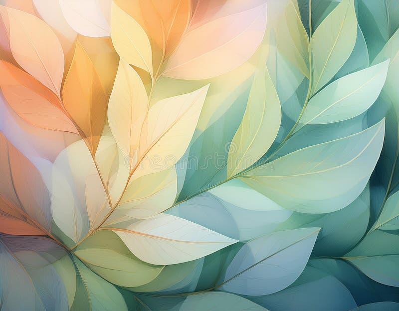 Abstract Background with Leaf Textures Layered Transparency Creating ...