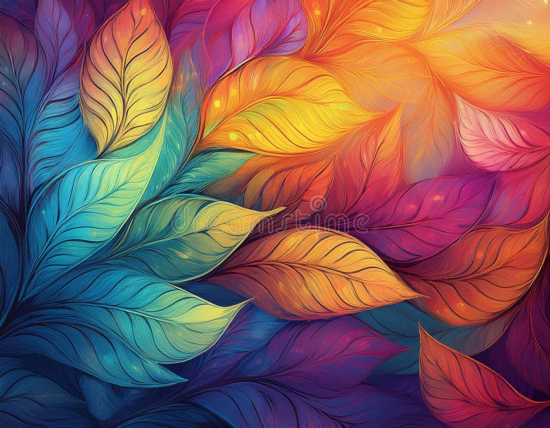 Abstract Background with Leaf Textures Layered Transparency Creating ...