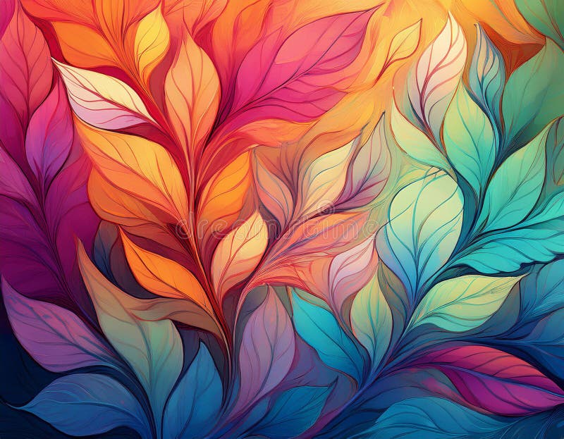 Abstract Background with Leaf Textures Layered Transparency Creating ...