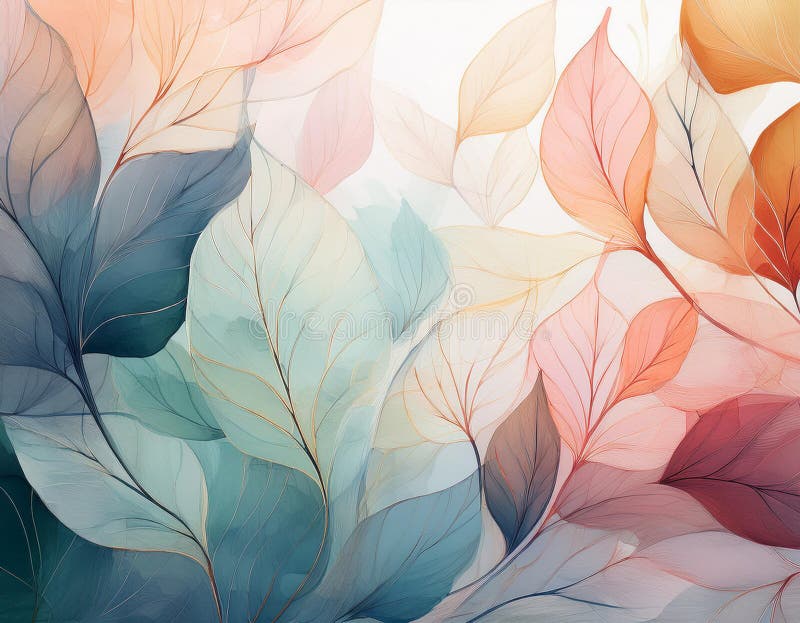 Abstract Background with Leaf Textures Layered Transparency Creating ...