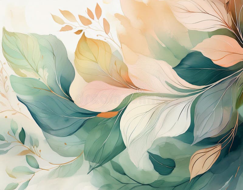 Abstract Background with Leaf Textures Layered Transparency Creating ...