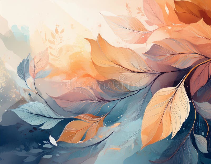 Abstract Background with Leaf Textures Layered Transparency Creating ...