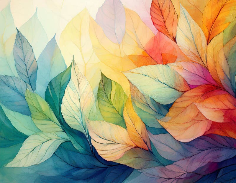 Abstract Background with Leaf Textures Layered Transparency Creating ...