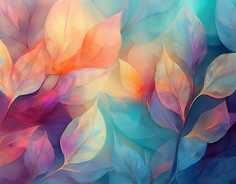 Abstract Background with Leaf Textures Layered Transparency Creating ...