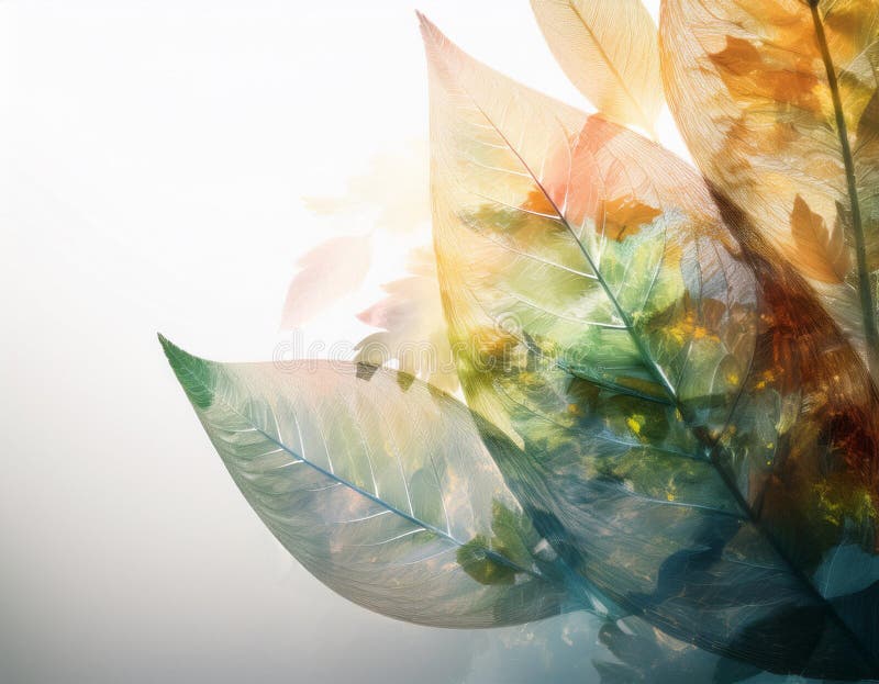 Abstract Background with Leaf Textures Layered Transparency Creating ...