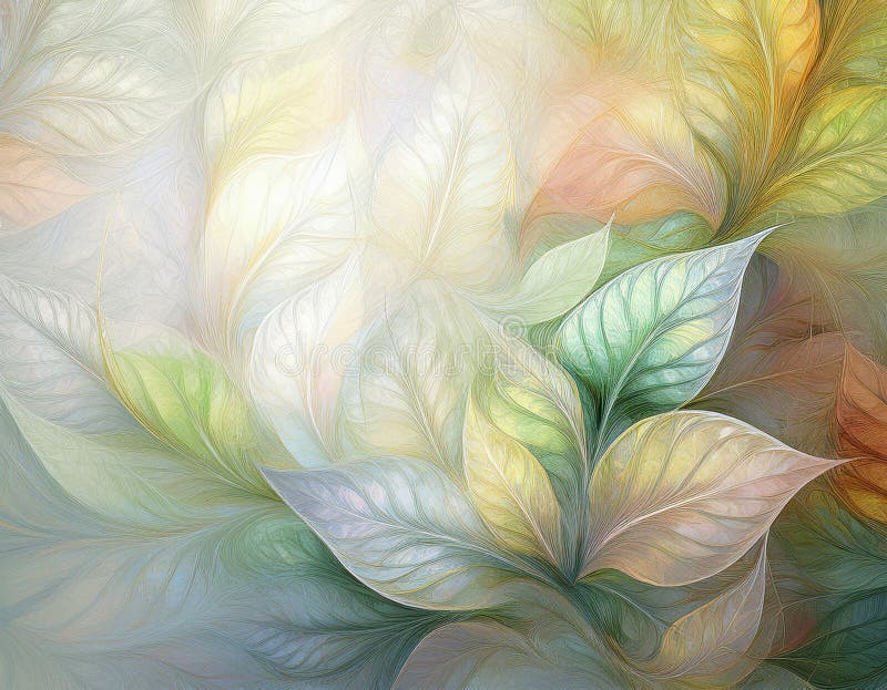 Abstract Background with Leaf Textures Layered Transparency Creating ...