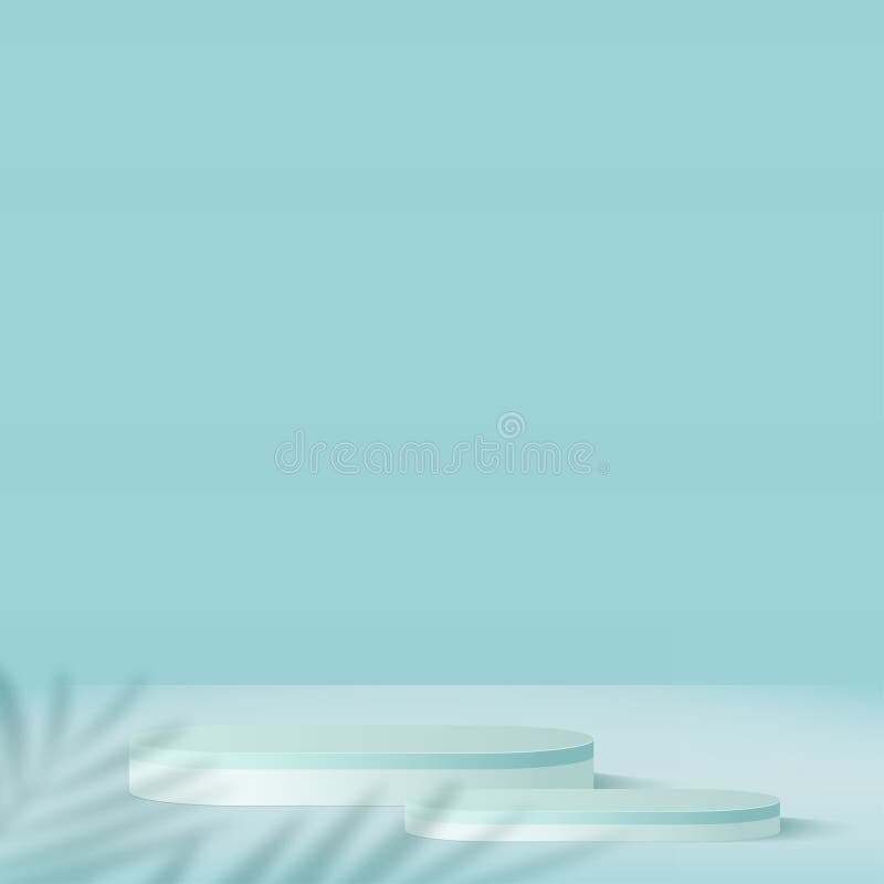 Abstract Background with Light Blue Color Geometric 3d Podiums. Vector ...