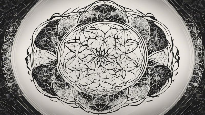 Abstract Background _A Light Dotwork Geometry Design with a Flower of ...