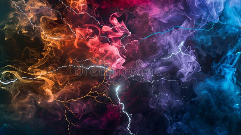 Abstract Background of Lightning from Beautiful Colored Smoke, AI ...